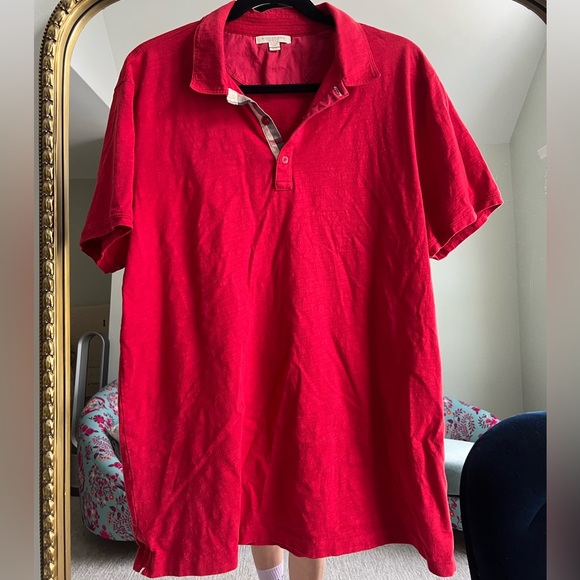 Burberry | Shirts | Burberry Red Polo Shirt | Poshmark